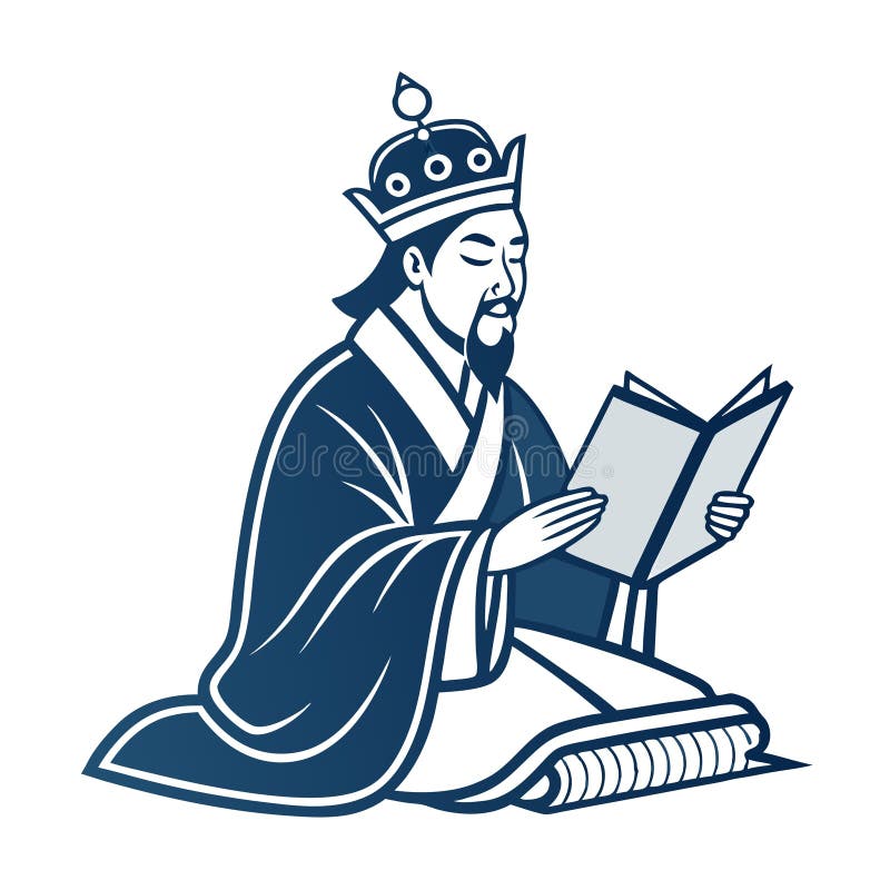 Royal Scholar Reading Ancient Text Design for Educational and Cultural ...