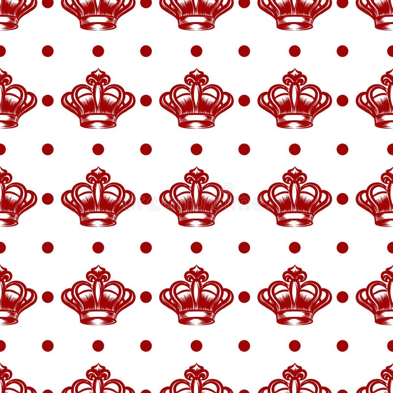 Royal Seamless Pattern with Red Crowns Stock Vector - Illustration of ...