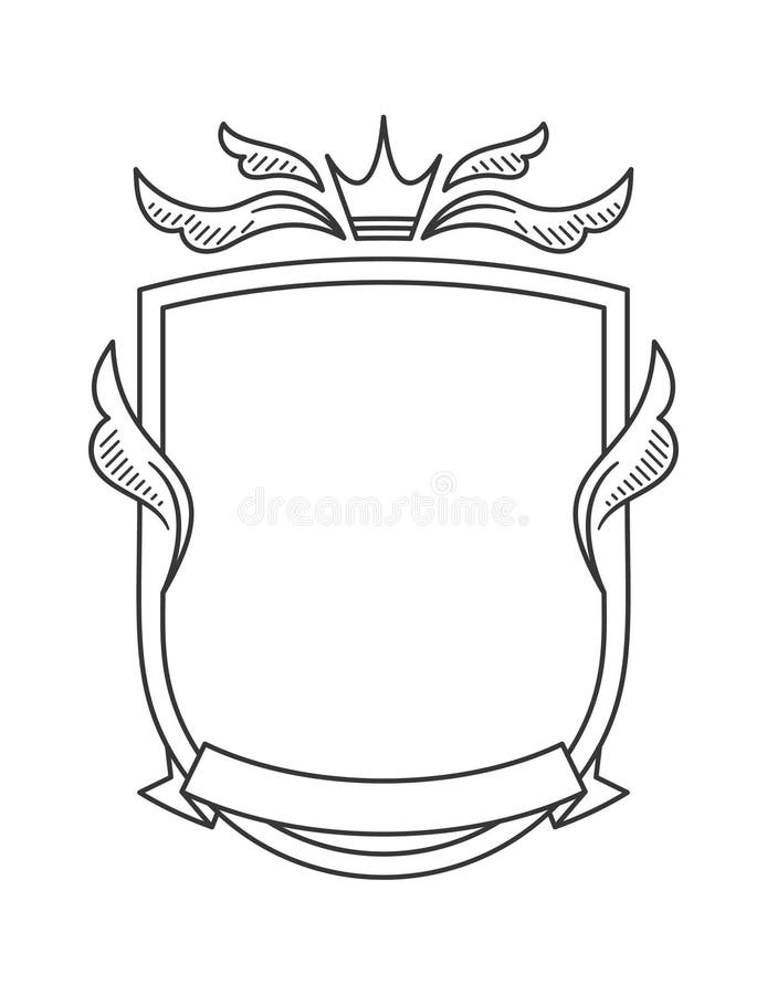 Royal Shield Heraldic Emblem Drawing Stock Vector - Illustration of ...