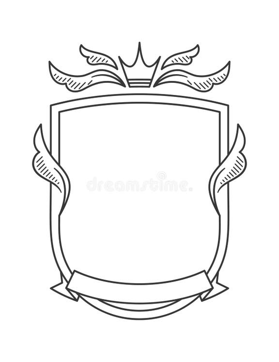 Royal Shield Heraldic Emblem Drawing Stock Vector - Illustration of ...