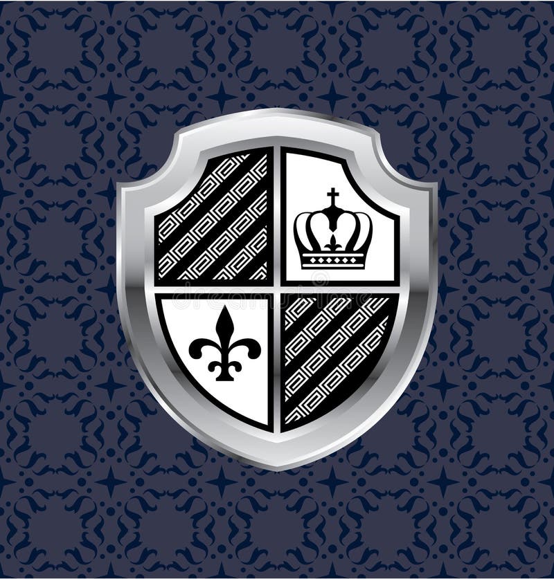 Royal Silver Metallic Shield Vintage With Background Vector Art Stock ...