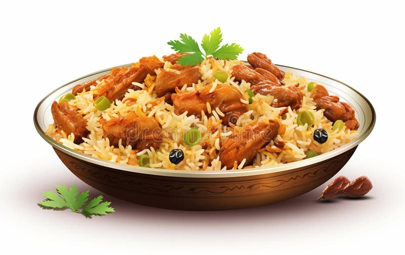 Royal Sindhi Biryani on a White Canvas Stock Image - Image of ...