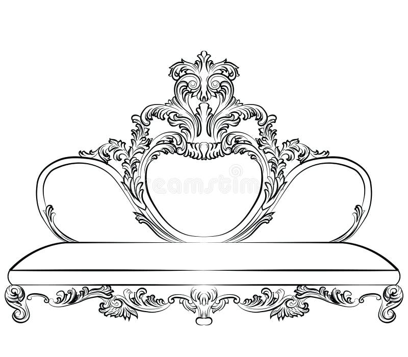 Royal Sofa in Baroque Style Stock Vector - Illustration of glamorous ...