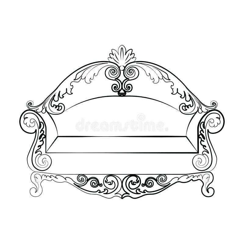Royal Sofa with Classic Damask Ornaments Stock Vector - Illustration of ...