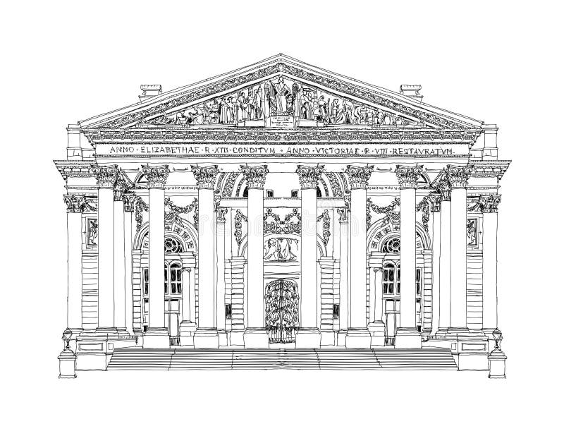 Royal Stock Exchange, Sketch Stock Illustration - Illustration of ...