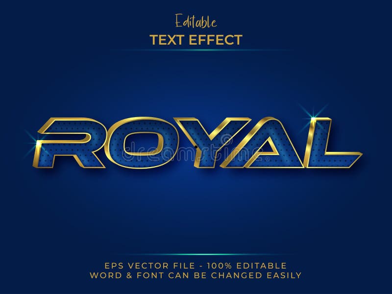 Royal Text Effect Style. Editable Text Font Effect. Blue Gold Gradient ...