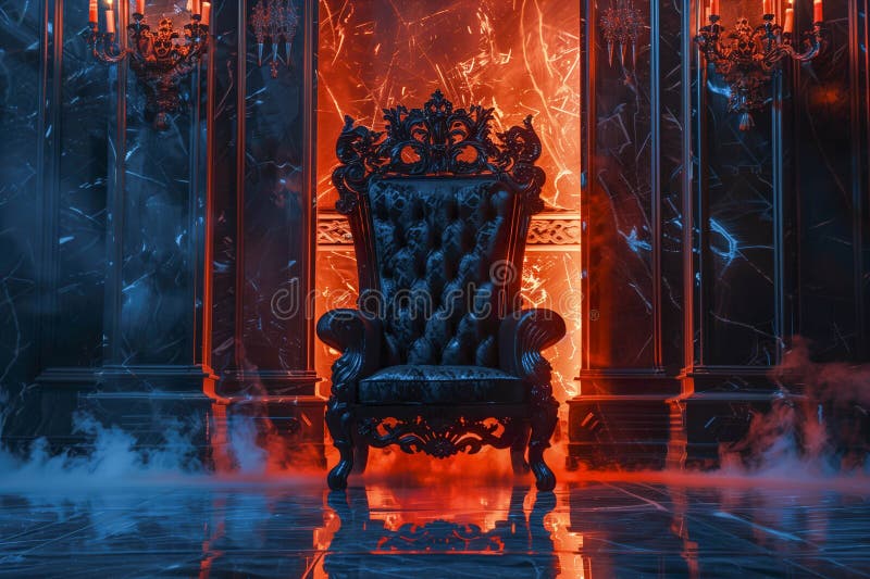 Royal Throne. Dark Gothic Throne. Front View. Evil and Luxury Stock ...