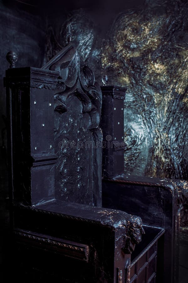 Royal Throne. Dark Gothic Throne, Side View Stock Photo - Image of ...