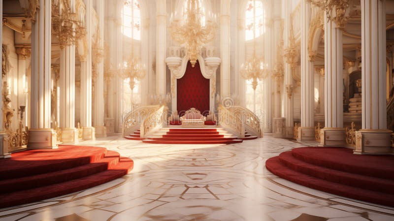 Royal Throne in the Interior of the Royal Palace. 3d Render. Stock ...