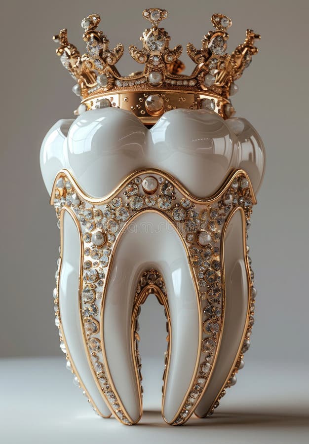 Royal Tooth with Crown and Gold Cross Stock Image - Image of porcelain ...