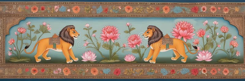 Royal Vintage Style Lion Border and Frame Stock Illustration ...