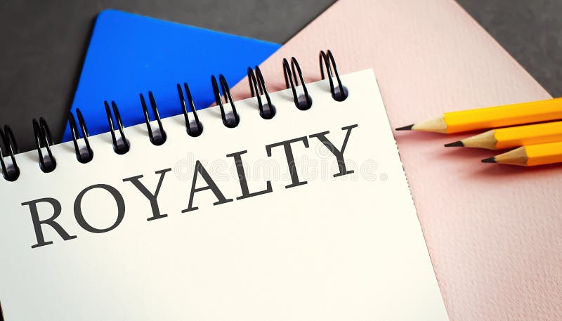 ROYALTY Text in the Office Notebook with Office Tools Stock Image ...