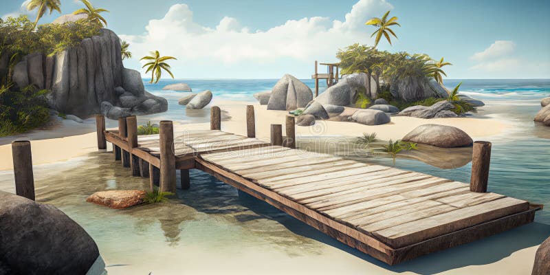 Royden Stone Platform in Tropical Beach for Product Presentation Stock ...