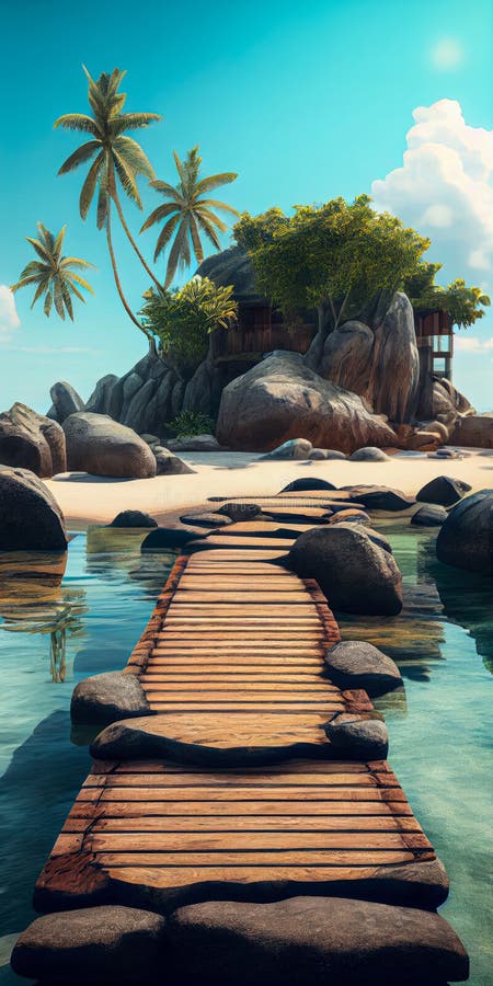 Royden Stone Platform in Tropical Beach for Product Presentation Stock ...