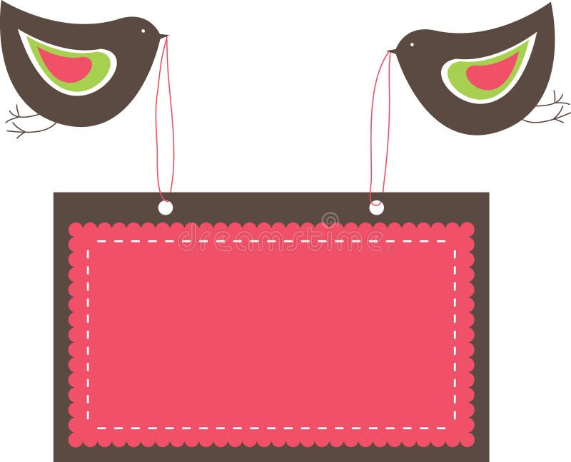 Roze Banners Met Twee Vogels Vector Illustratie - Illustration of ...