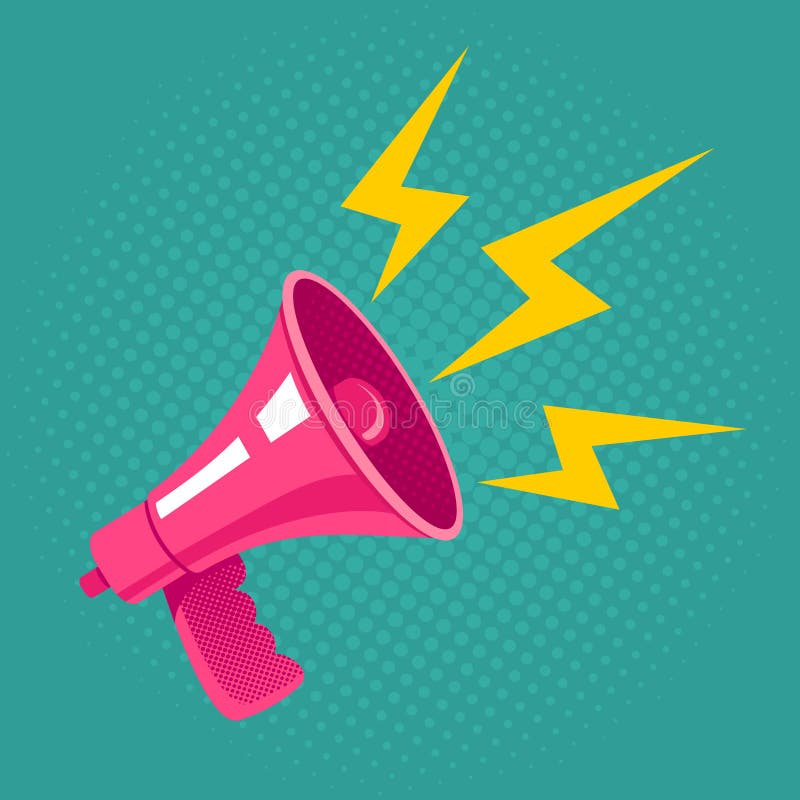 Roze Megafoon Op Halftone Achtergrond Vector Illustratie - Illustration ...