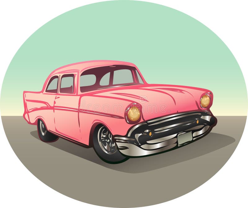 Roze vintage auto vector illustratie. Illustration of reis - 3394971
