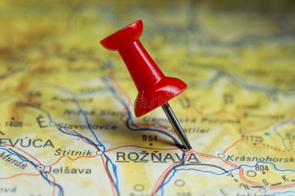 Roznava, Slovakia Pin on Map Stock Image - Image of czechoslovakia ...