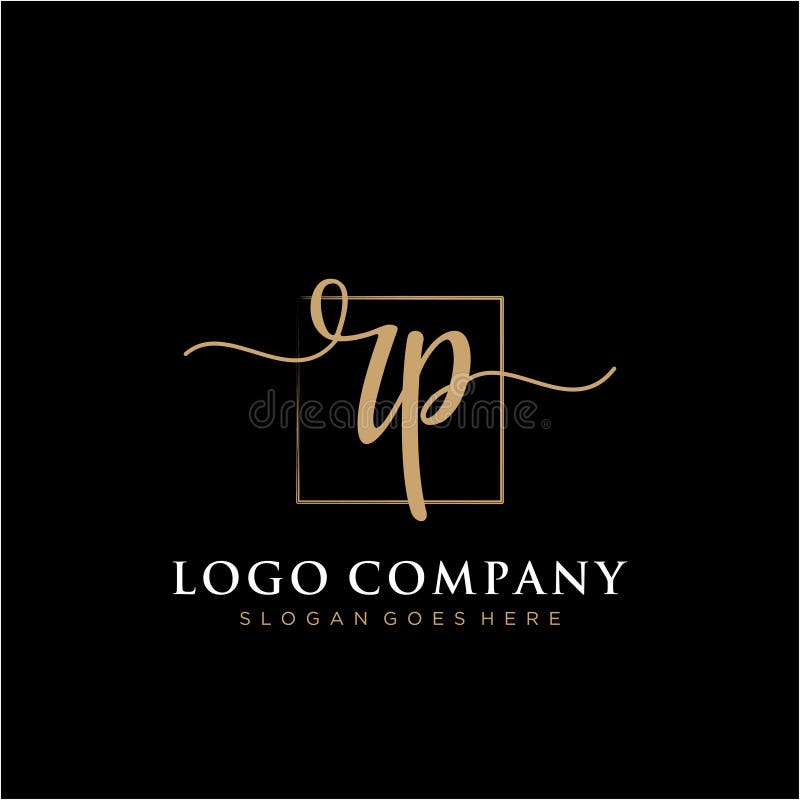 RP Initial Handwriting Logo with Rectangle Template Vector Stock Vector ...