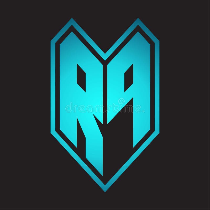 RP Logo Monogram with Emblem Line Style Isolated on Blue Gradient ...