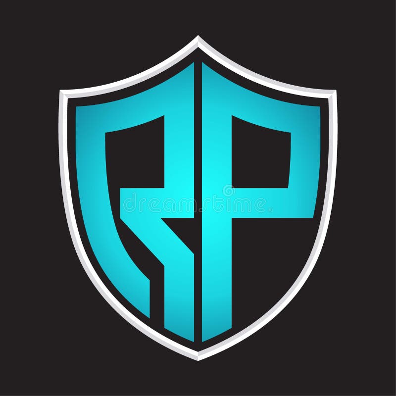 RP Logo Monogram with Shield Shape Isolated Blue Colors on Outline ...