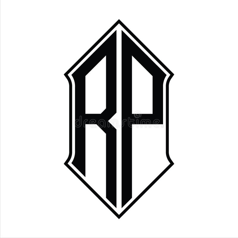 RP Logo Monogram with Shieldshape and Outline Design Template Vector ...