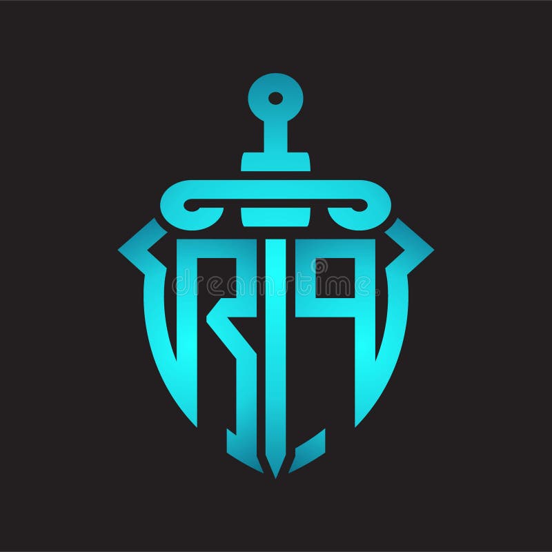 RP Logo Monogram with Sword and Shield Combination Isolated Blue Colors ...