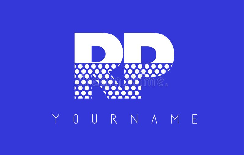 RP R P Dotted Letter Logo Design with Blue Background. Stock Vector ...