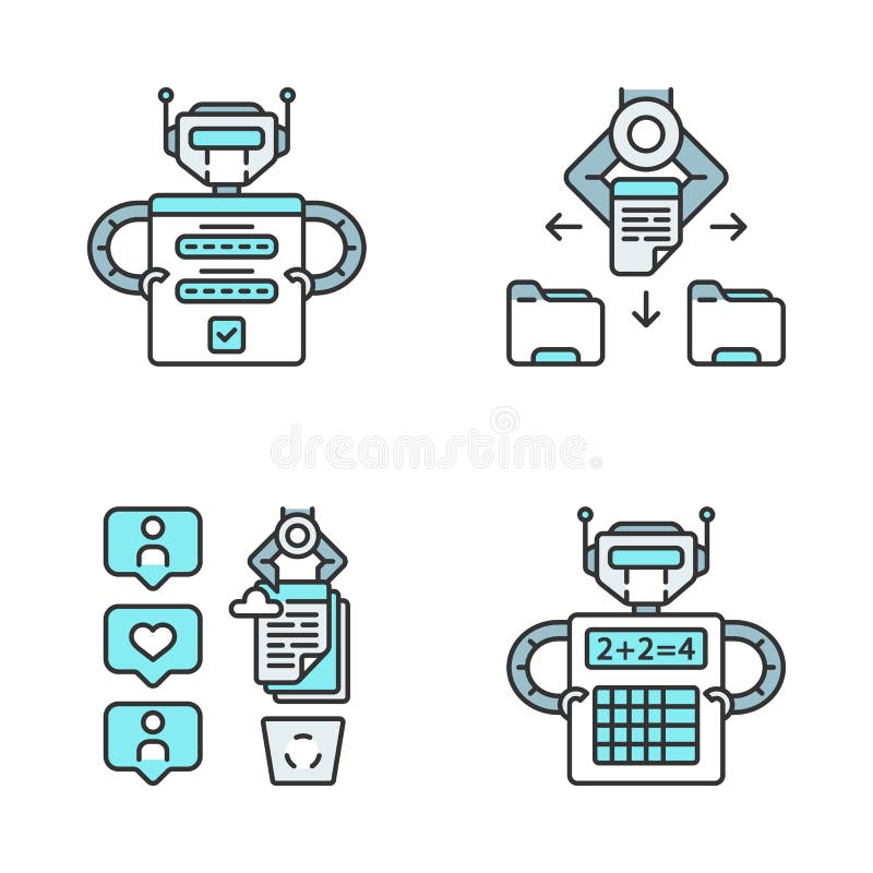 RPA color icons set stock vector. Illustration of information - 178577964