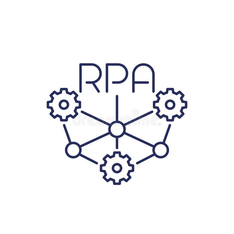 RPA Icon, Robotic Process Automation, Line Vector Stock Illustration ...