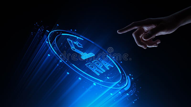 RPA - Robotic Process Automation. Human Hand Touching Futuristic ...