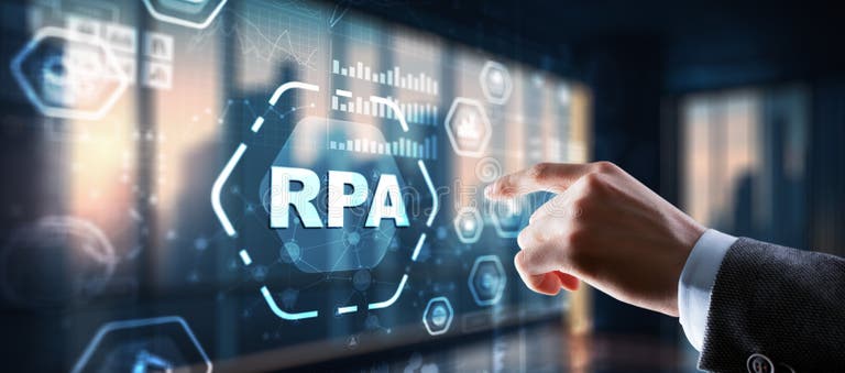 RPA Robotic Process Automation System. Artificial Intelligence Concept ...