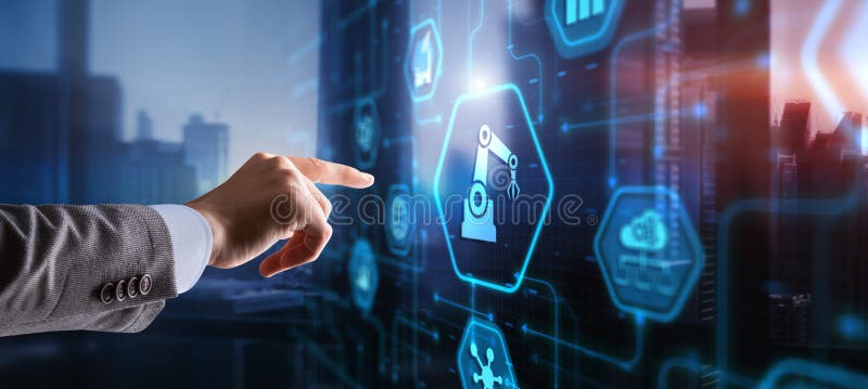 RPA Robotic Process Automation System. Artificial Intelligence Concept ...