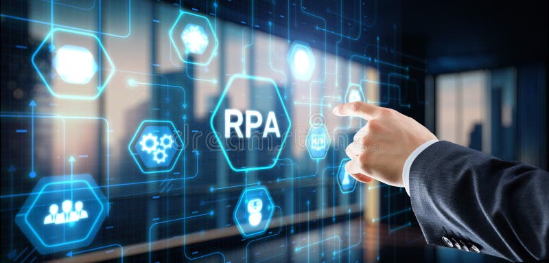 RPA Robotic Process Automation System. Artificial Intelligence Concept ...