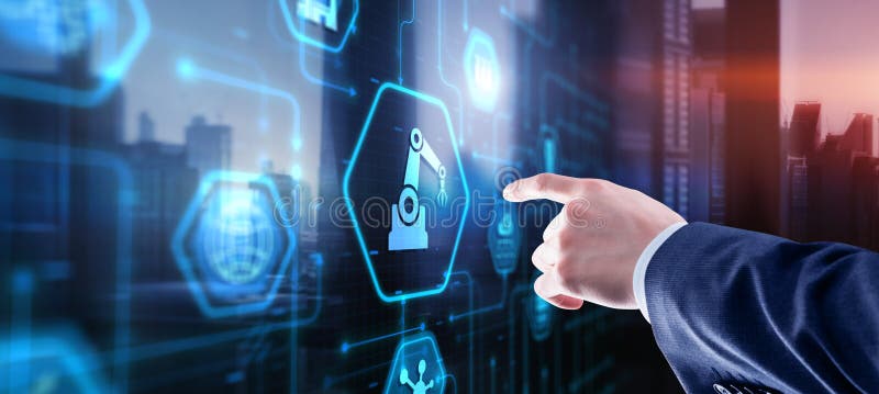 RPA Robotic Process Automation System. Artificial Intelligence Concept ...