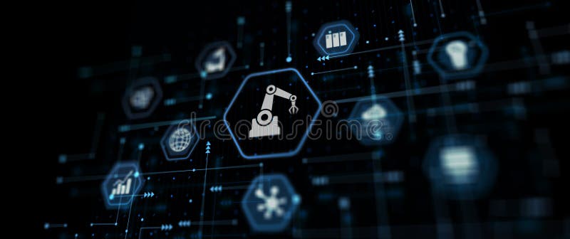 RPA Robotic Process Automation on Virtual Screen Stock Illustration ...