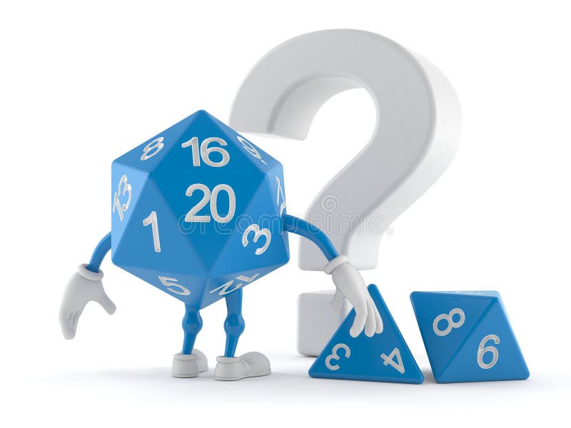 RPG Dice Character Looking at Question Mark Symbol Stock Illustration ...