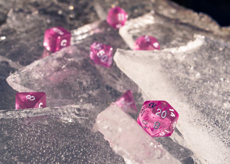 RPG dice on ice sheets stock image. Image of polyhedral - 209130113