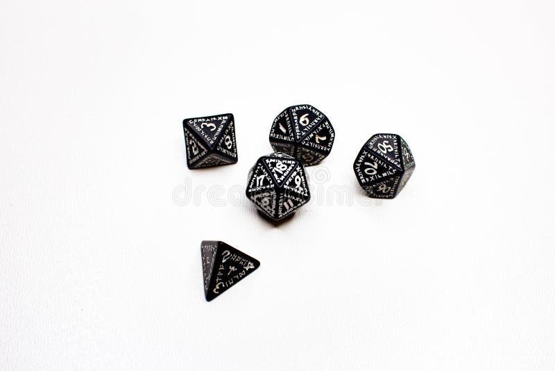 RPG Dice in Various Shapes, Runic on a White Background Stock Photo ...