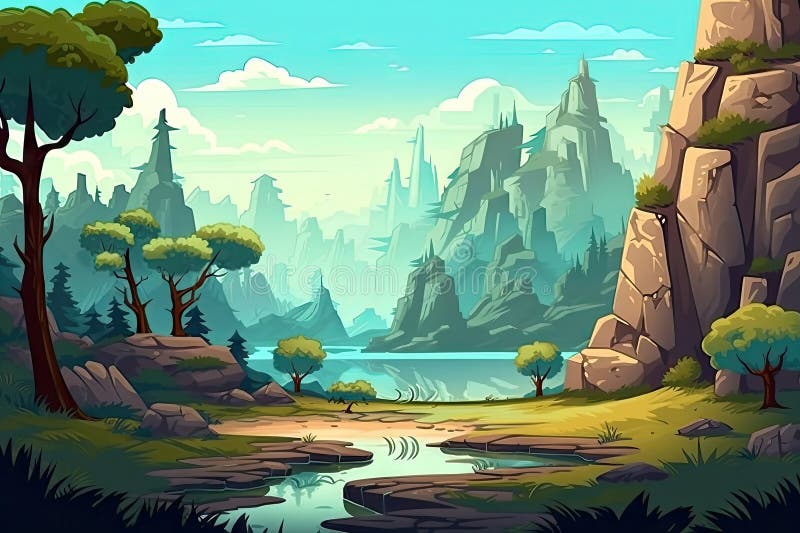 RPG Game Background Landscape Seamless Stock Illustration ...