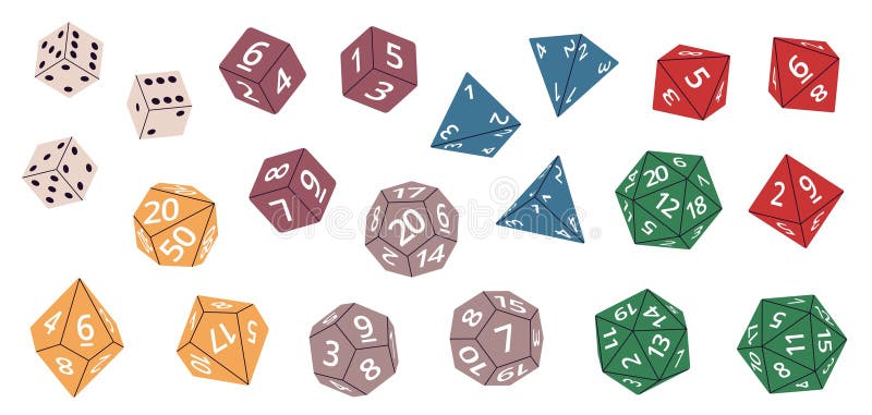 Rpg Game Dices. Multifaceted Color Figures, Board Game Plastic ...