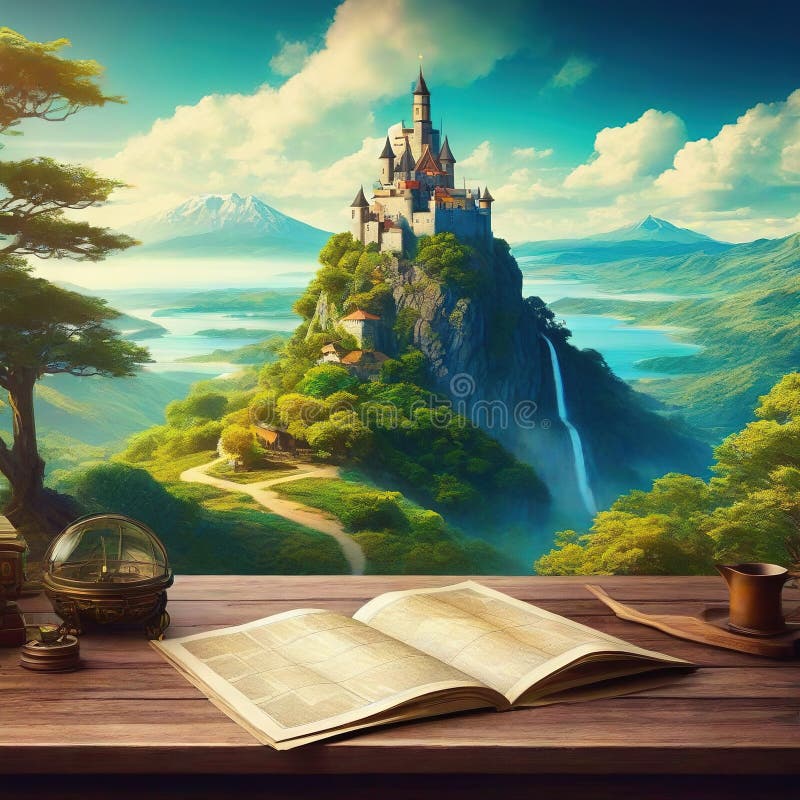 RPG Remake with Fantasy Map and Vivid Illustration Adventure Stock ...