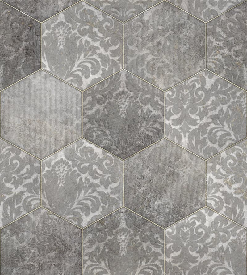 Transition Flooring. Hexagon Tiles. Seamless Floral Vintage Wallpapers ...
