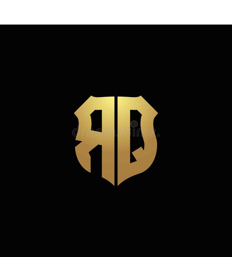 RQ Logo Monogram with Gold Colors and Shield Shape Design Template ...