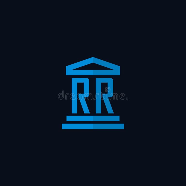 RR Initial Logo Monogram with Simple Courthouse Building Icon Design ...