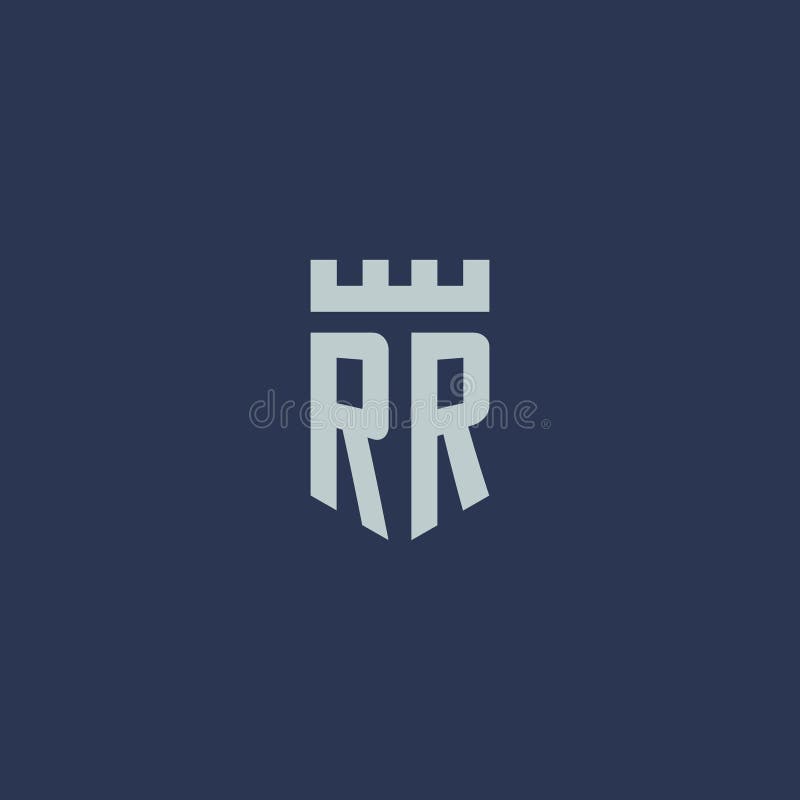 RR Logo Monogram with Fortress Castle and Shield Style Design Stock ...