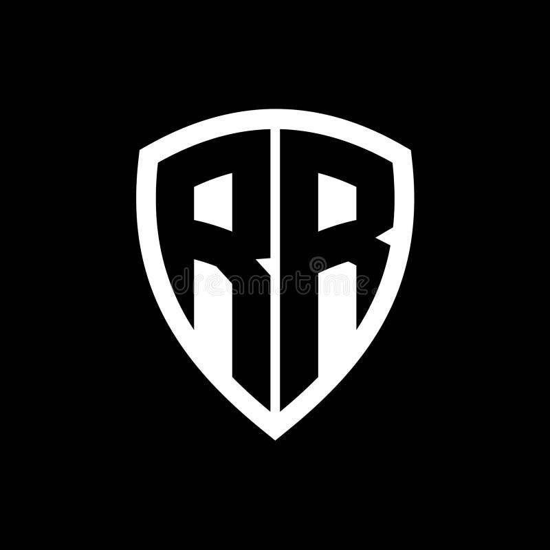 RR Monogram Logo with Bold Letters Shield Shape with Black and White ...