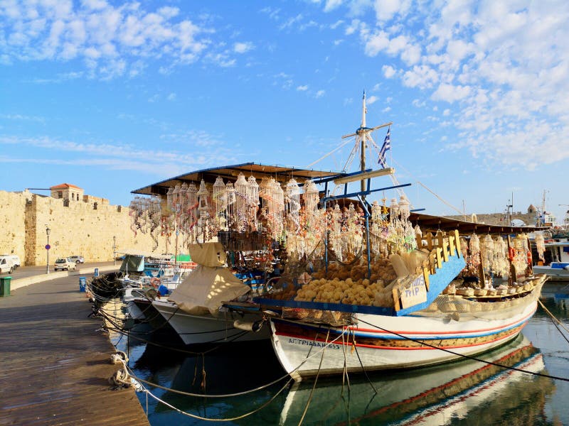 Boat Shop in Mandraki Port, Rhodes, Greece Editorial Stock Image ...