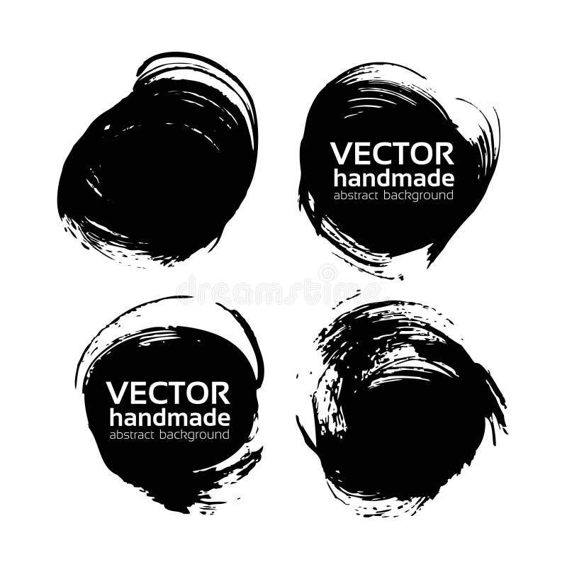 Rround Abstract Black Backgrounds Painted by Brush Vector Objects on a ...