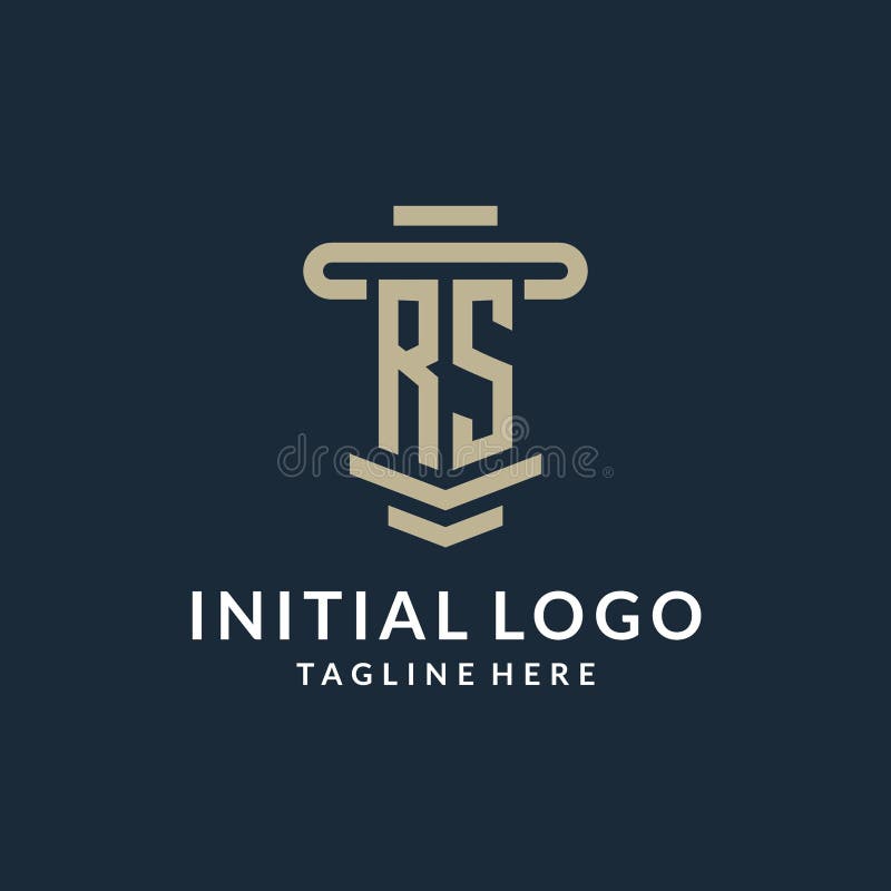 RS Initial Logo Monogram with Simple Luxury Pillar Line Vector Design ...